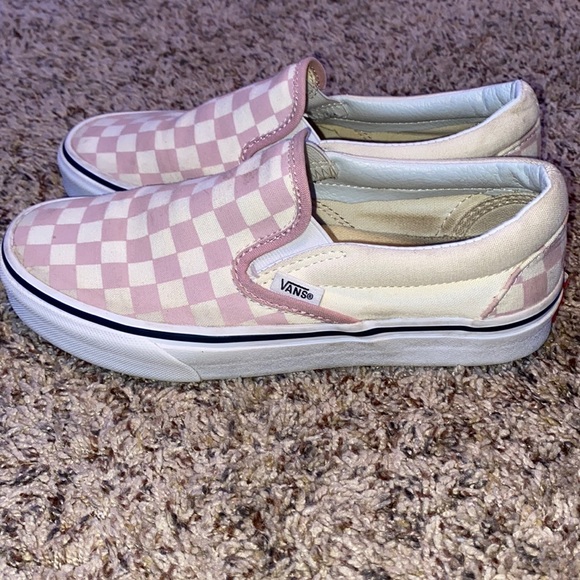 Vans | Shoes | Womens Size 7 Slip On Checkered Pink And White Vans ...